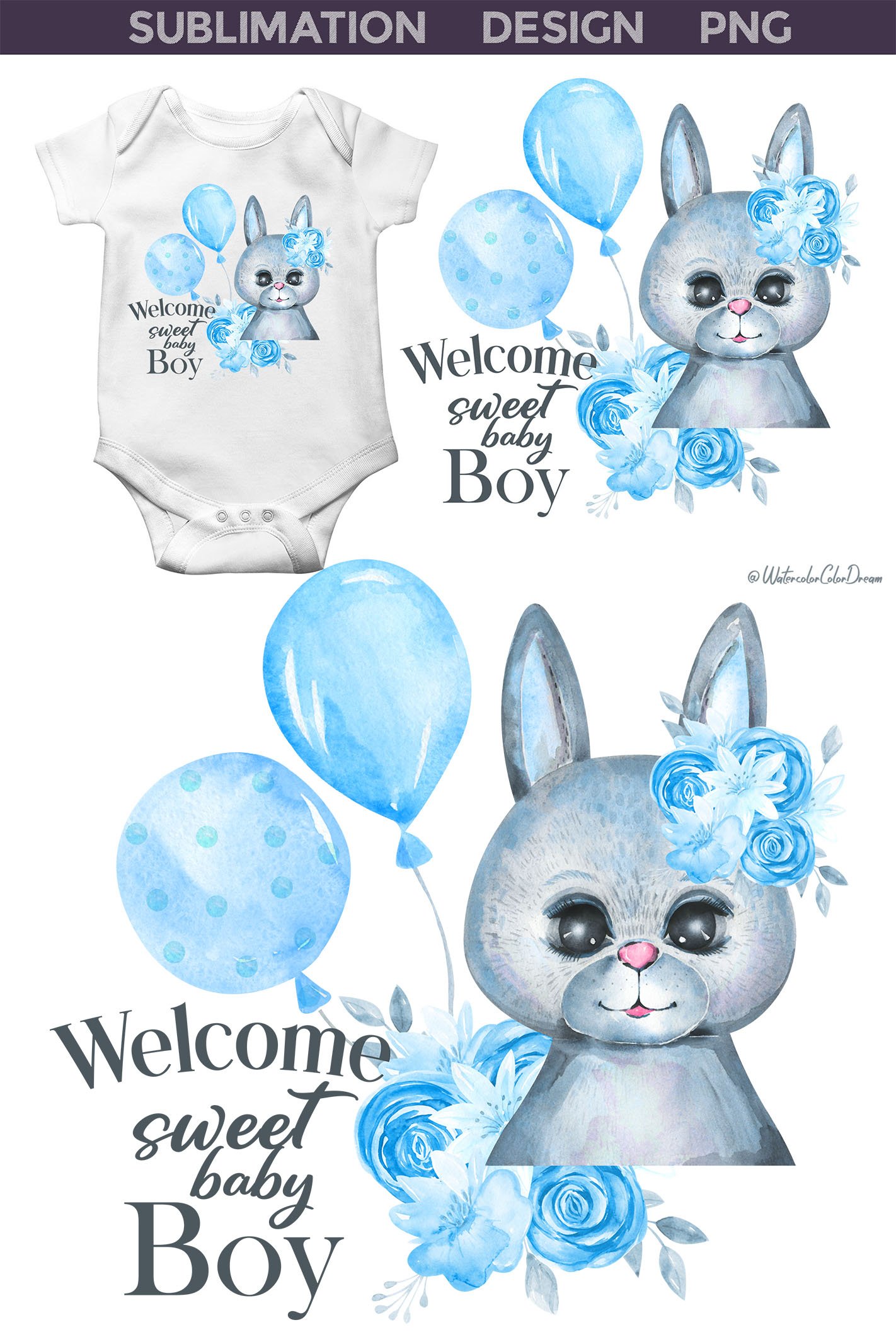 Welcome Sweet Baby Boy | Baby Sublimation Design