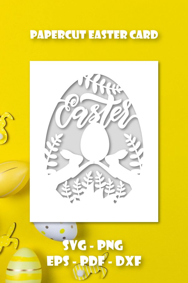 Easter paper cut cards. Easter bunny. Hand cutting. SVG