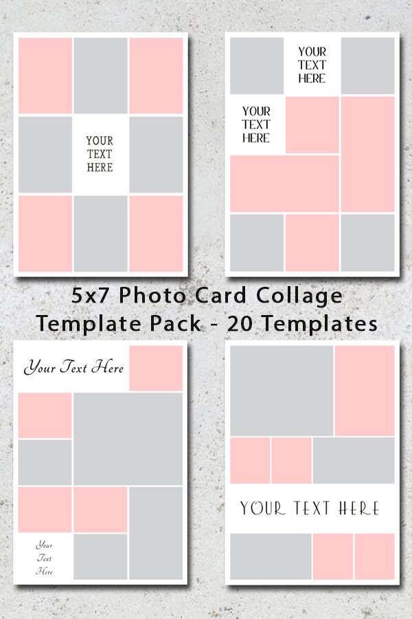 5x7 Photo Card and Invitation Collage Template Pack