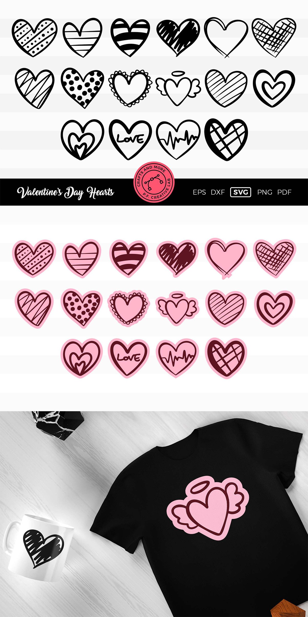 Heart Doodles Clipart Bundle