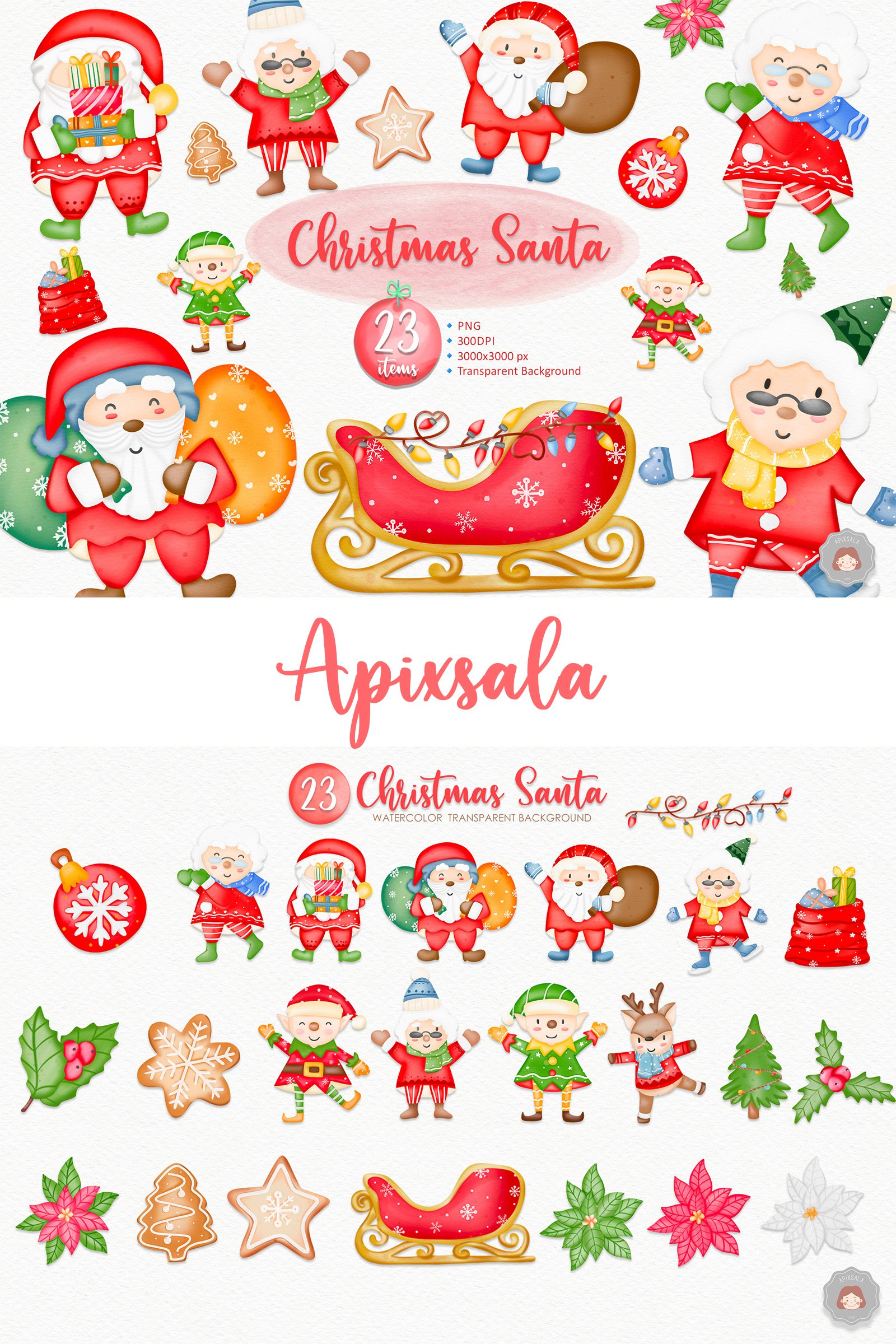 Merry Christmas | Cute Santa Watercolor