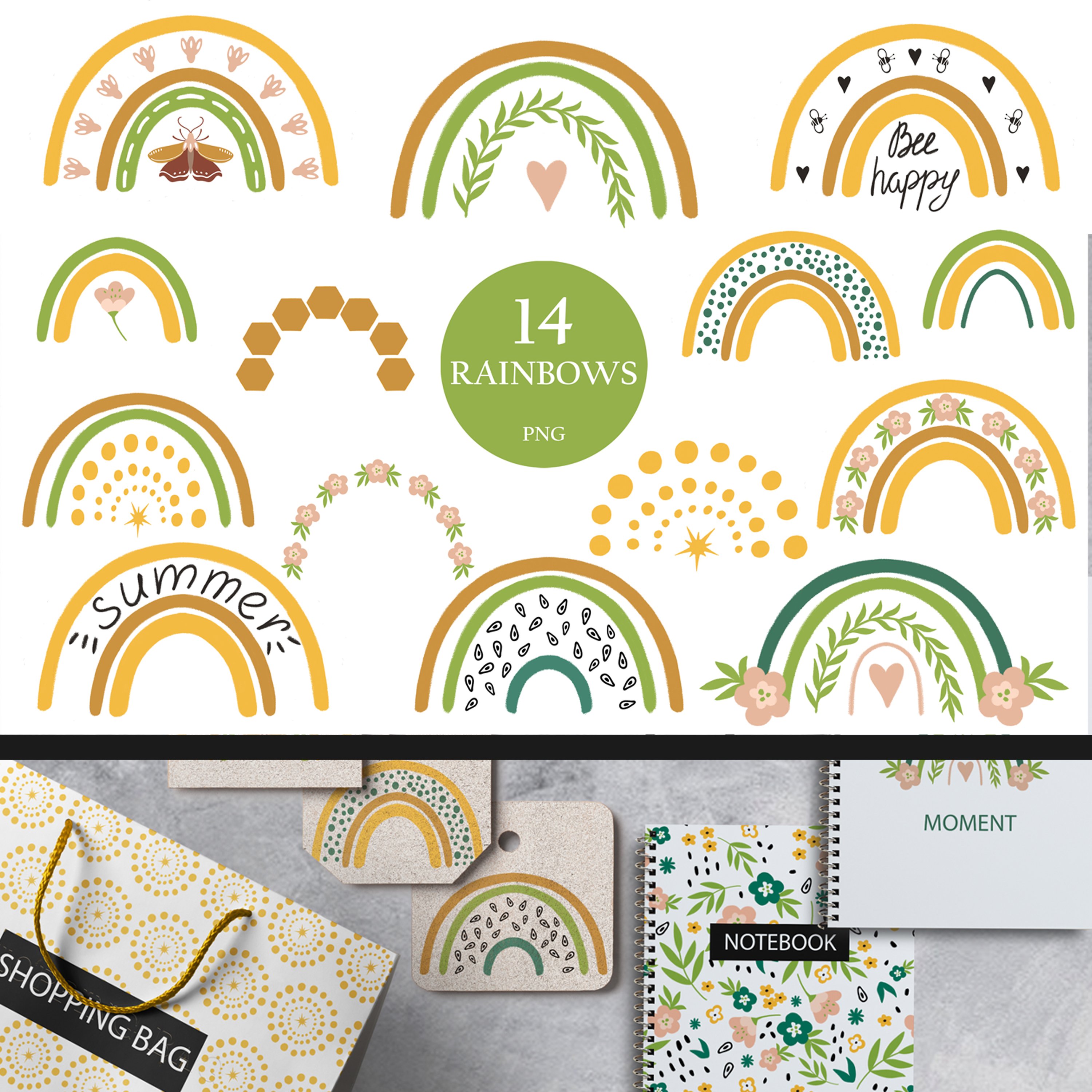 Rainbow clipart BEES and BOTANICALS