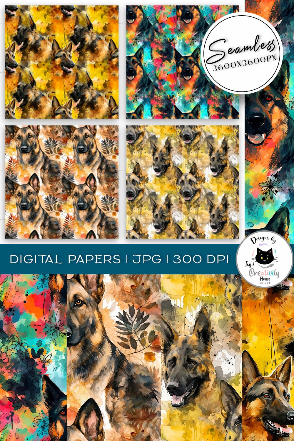 German Shepherd Pattern | Seamless Dog Digital Paper