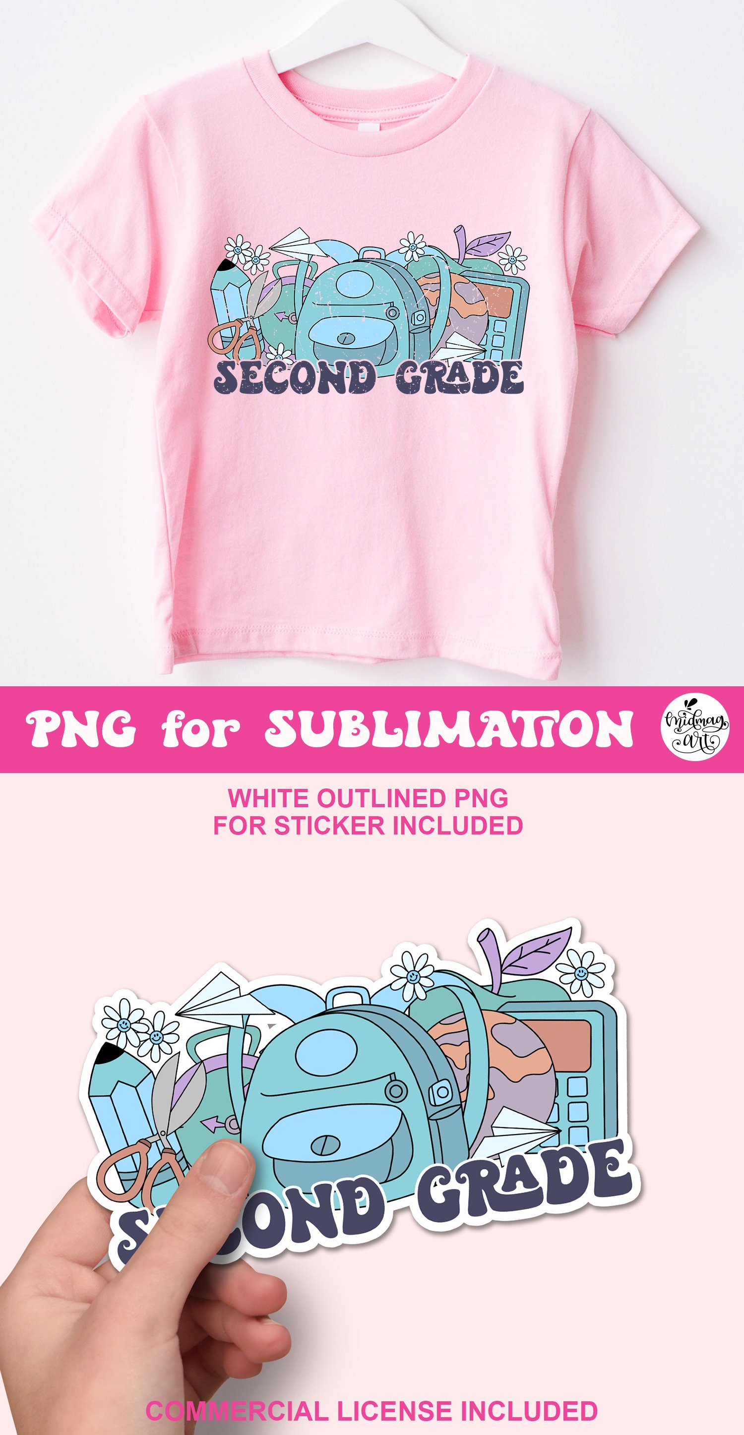 Retro Second Grade PNG, Back To School Sublimation