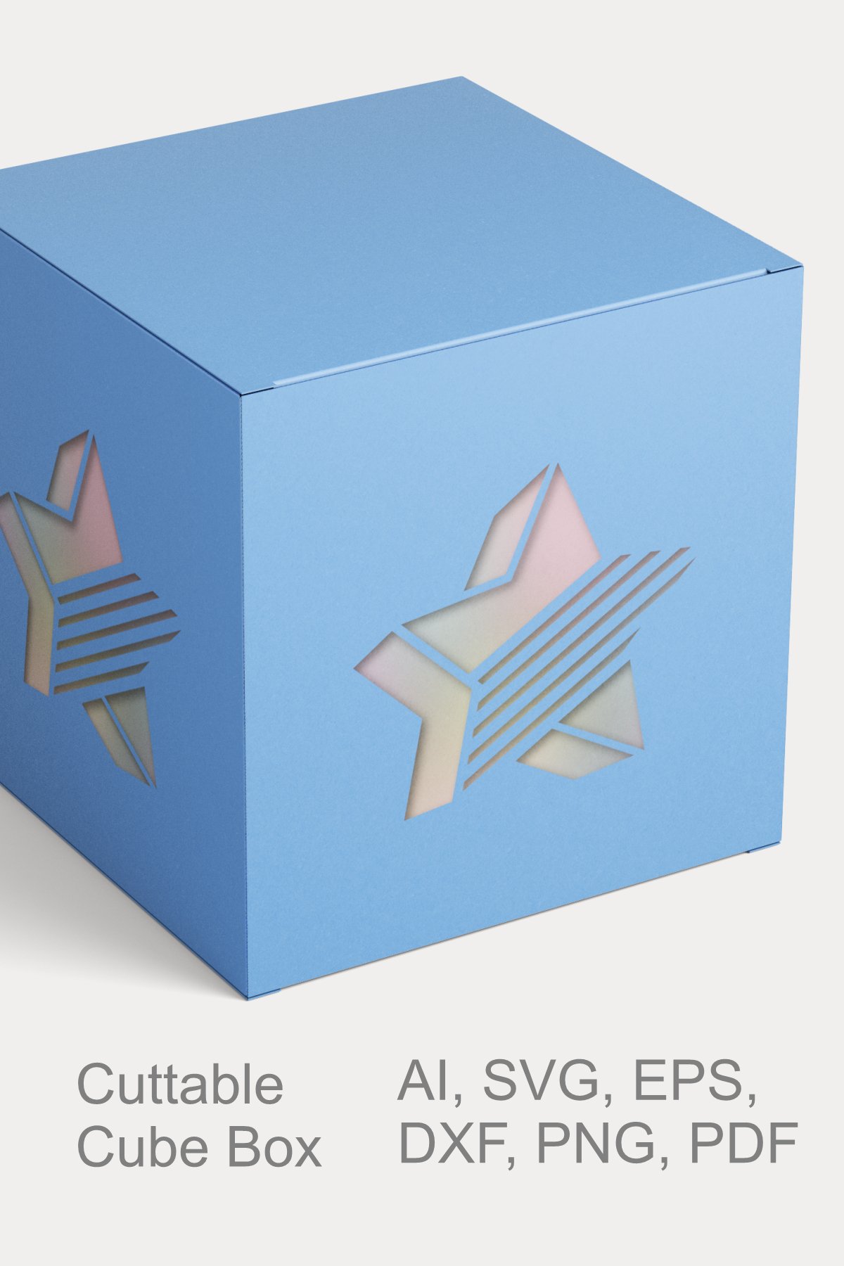 3D Stars Illusion Cuttable Cube Gift Box SVG AI PNG
