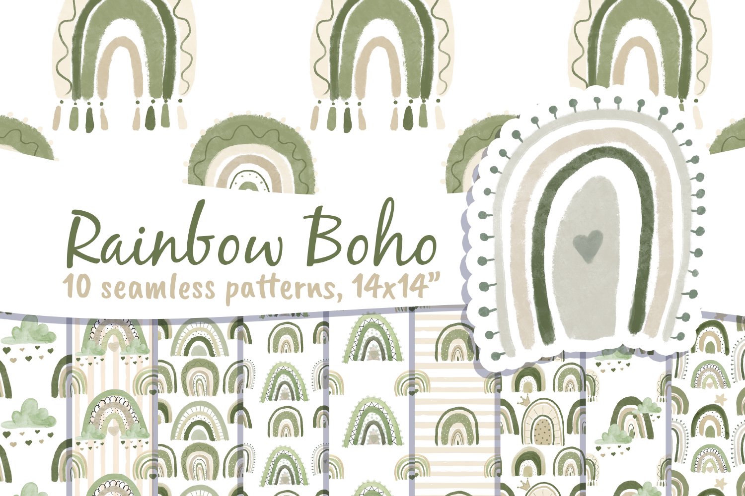 Boho Rainbow Digital Paper Neutral