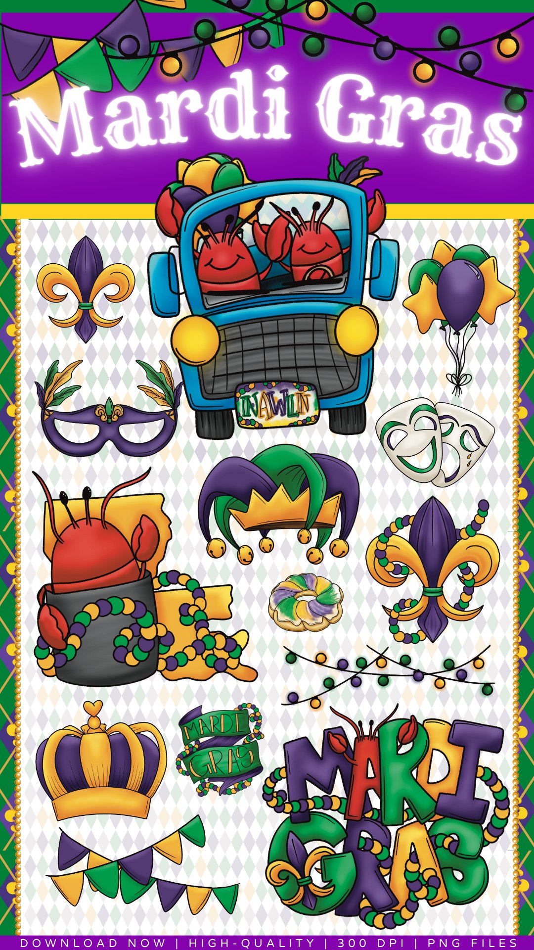 Mardi Gras Clipart Designs | Mardi Gras PNG Files