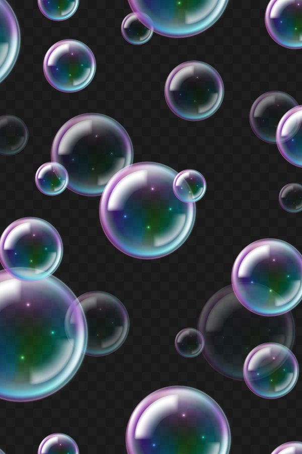 Realistic soap bubbles pattern. 3D seamless texture of flyin