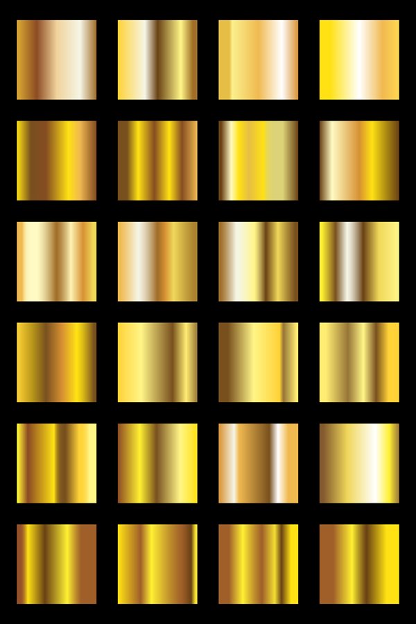 Gold gradient. Golden metal squares vector collection