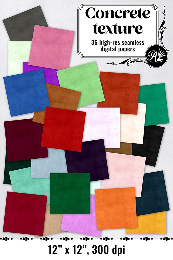 36 Seamless Concrete Texture Digital Scrapbooking Papers
