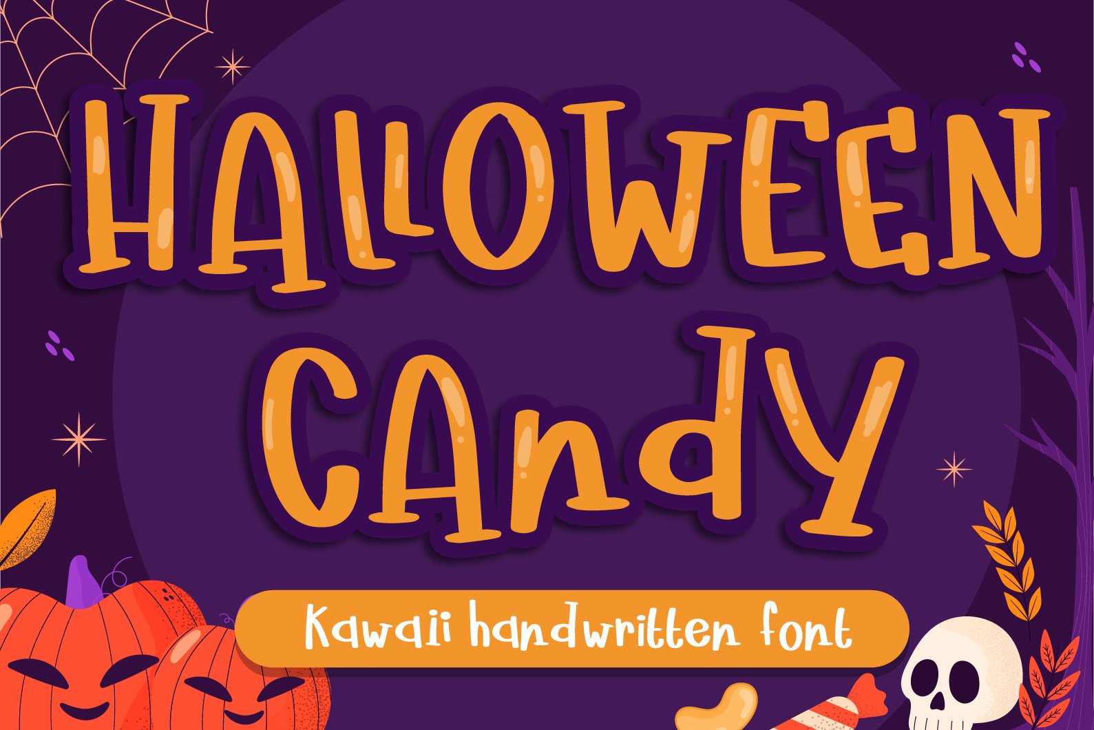 Halloween candy Handwritten font- cute kid font (1497407)