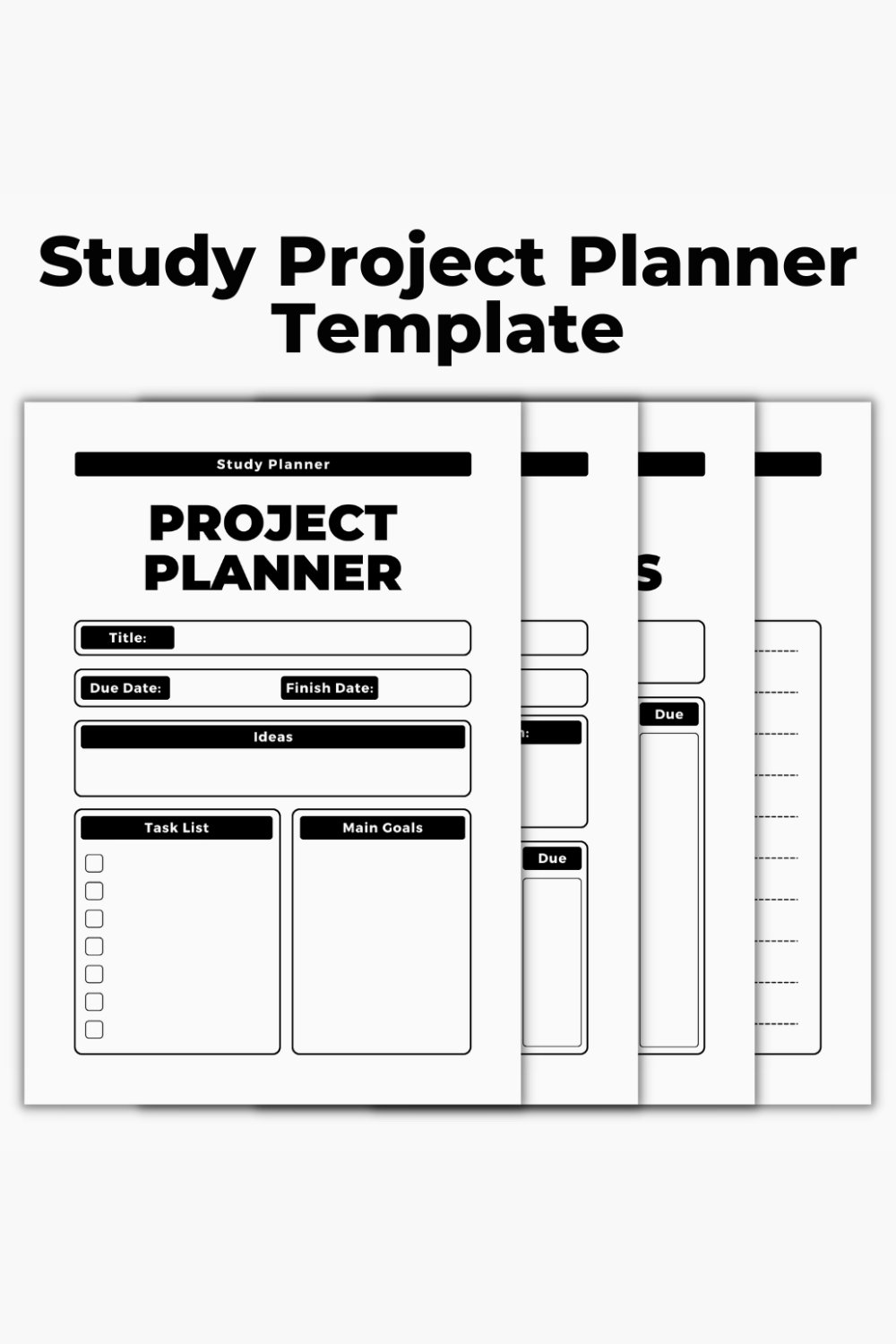 Minimalist Study Project Planner Canva Template