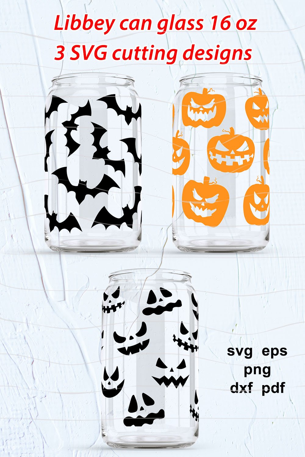 Can Glass Halloween Svg Bundle| Halloween Libbey Glass Wrap