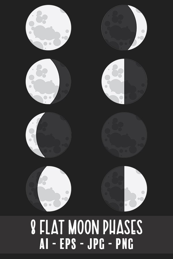 Flat Moon Phases Clipart