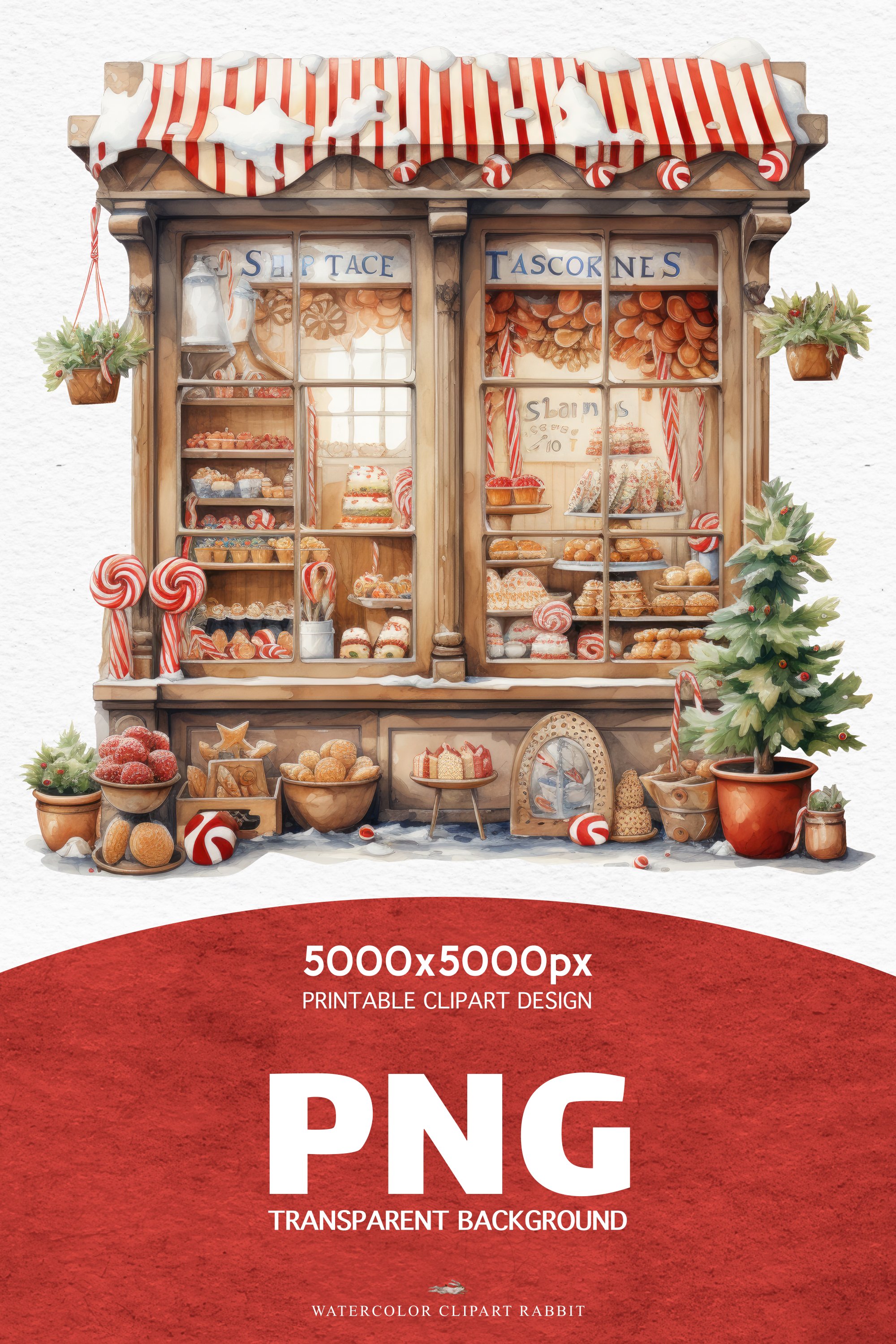 Christmas Vintage Candy Storefront House Winter Shop Clipart