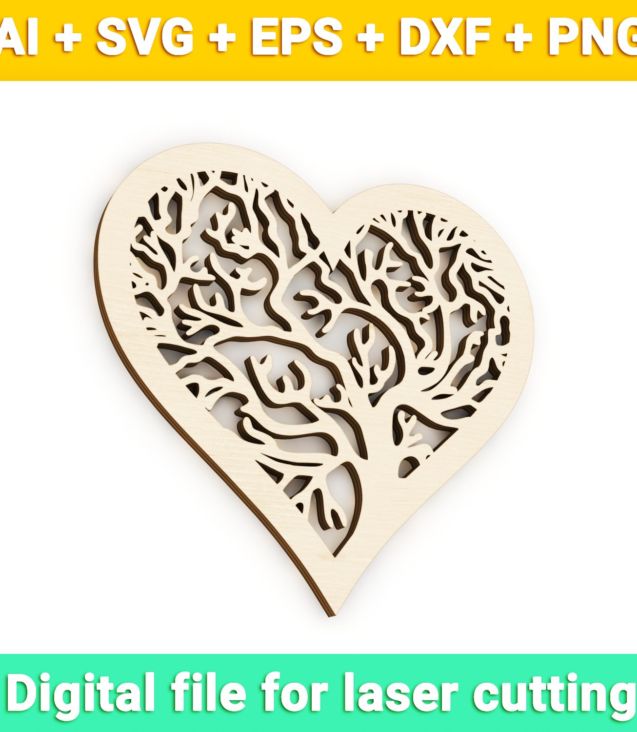 Painting "Heart Tree" vector for CNC svg vector file