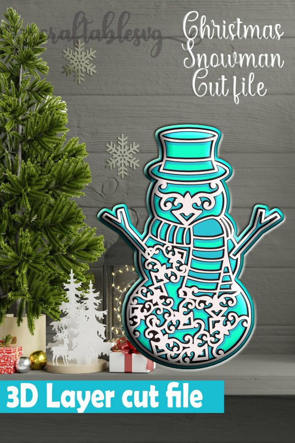 Christmas Snow Man Decoration Cut File