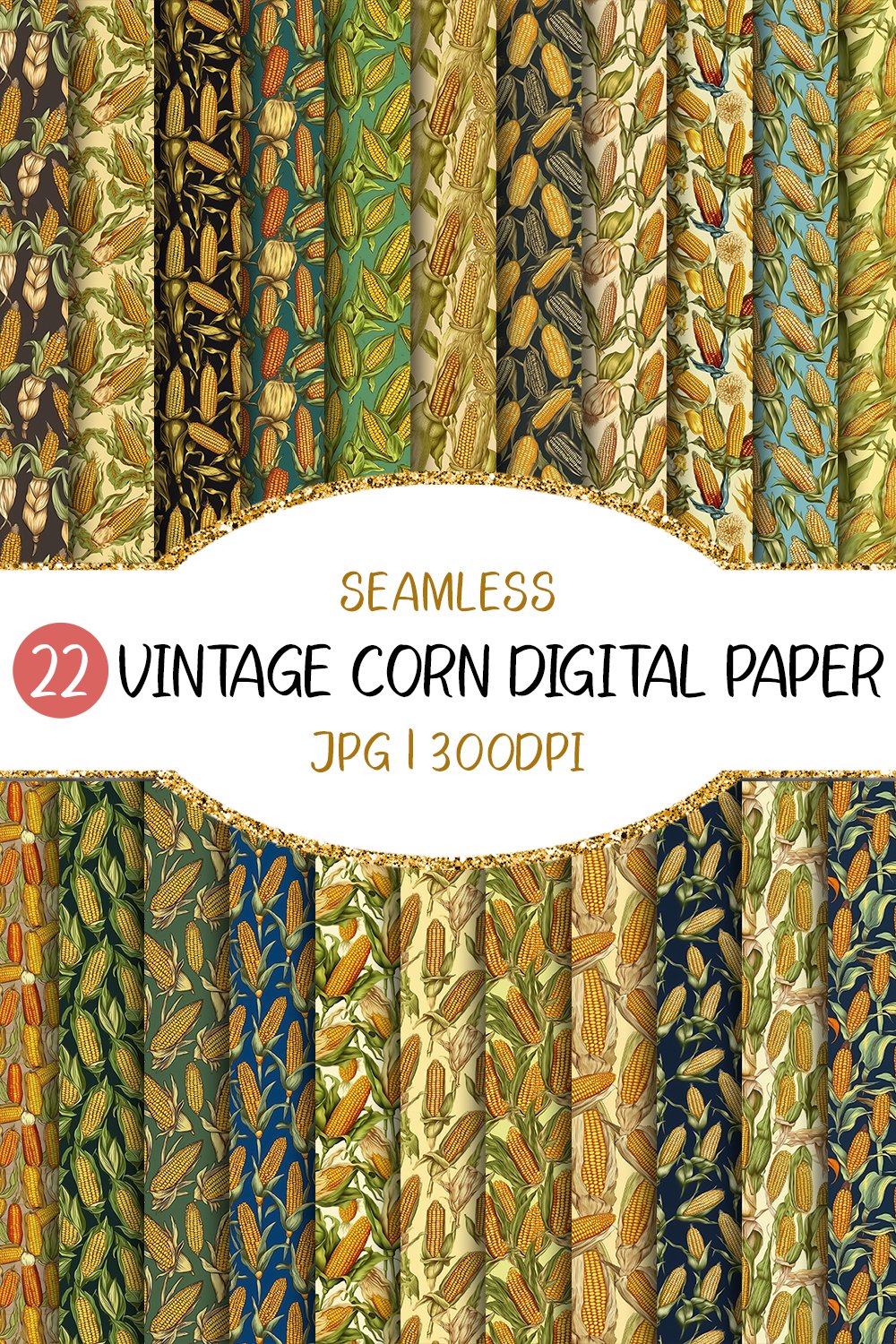 Watercolor Vintage Corn Digital Paper | Background