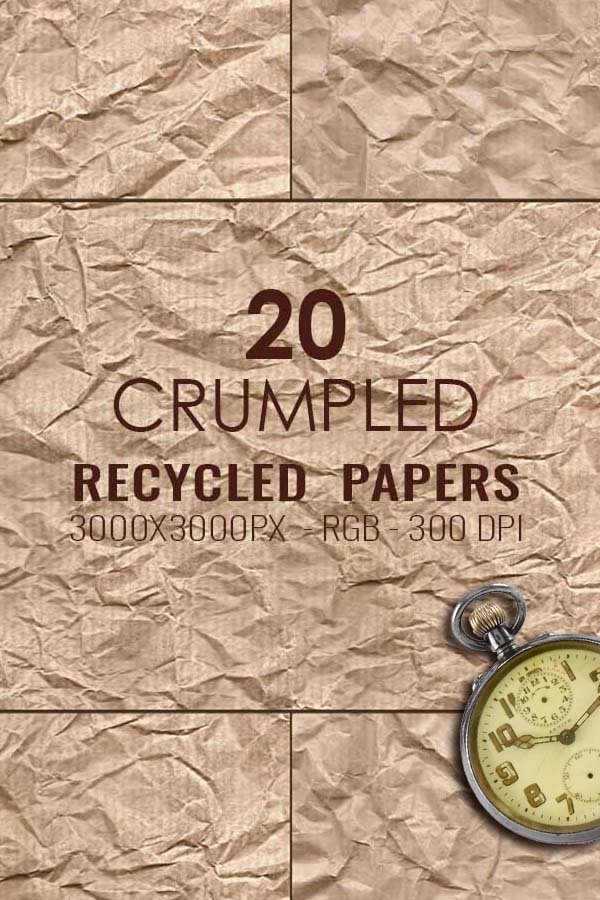 20 Crumpled Recycled Papers JPG
