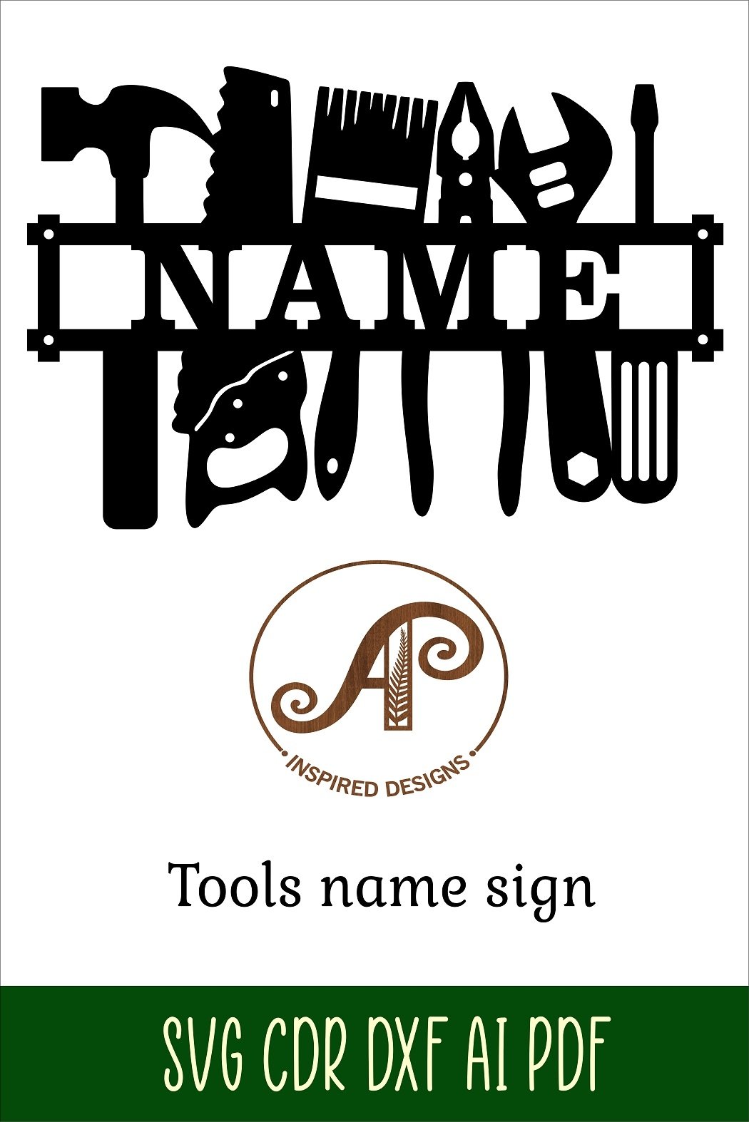 Tool theme Name sign svg laser cut template