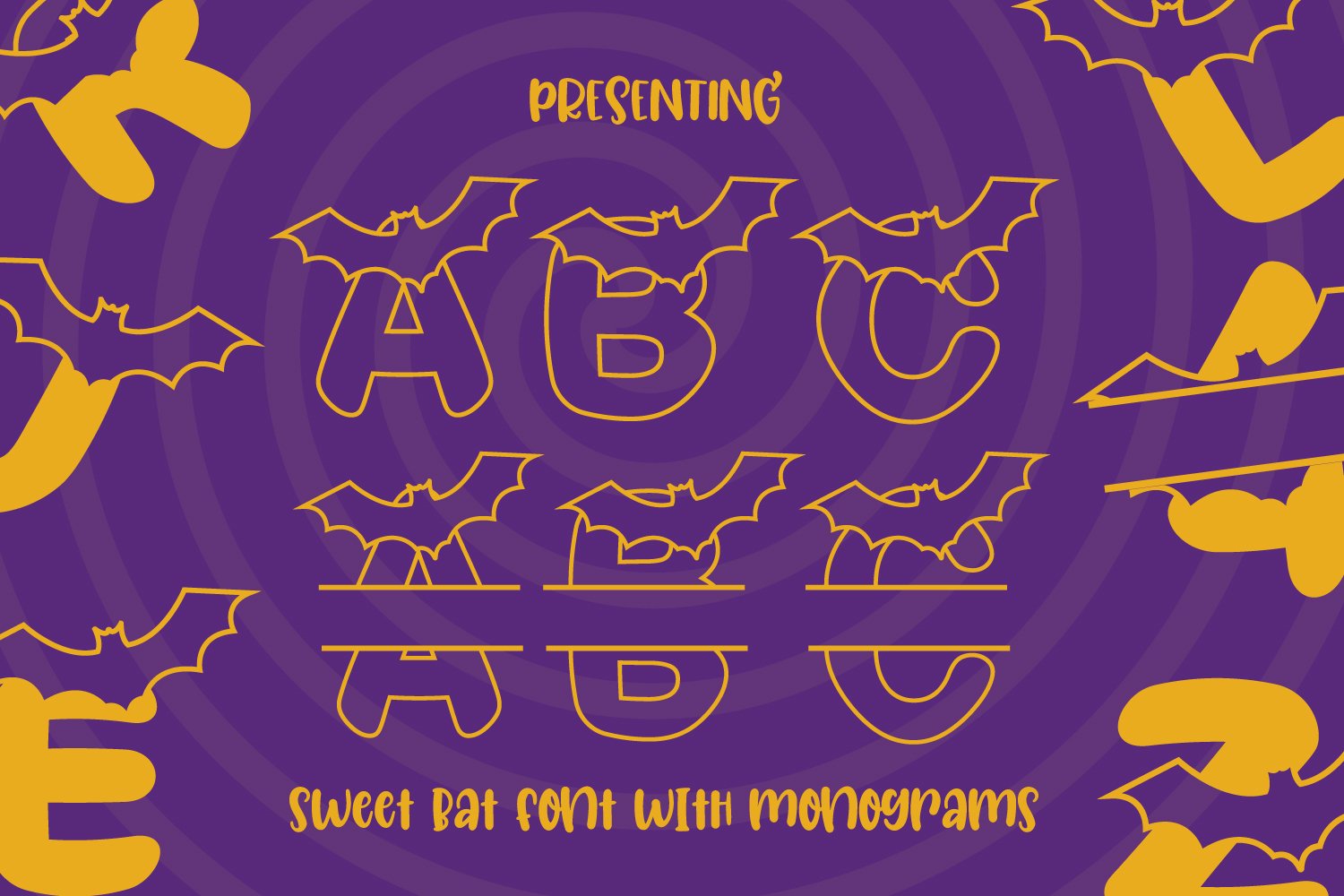 Boo Bats - 2x Line and Monogram Font for Halloween