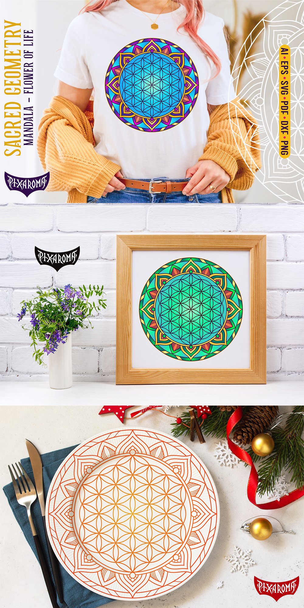 Sacred Geometry Mandala Illustration | Flower of Life Design