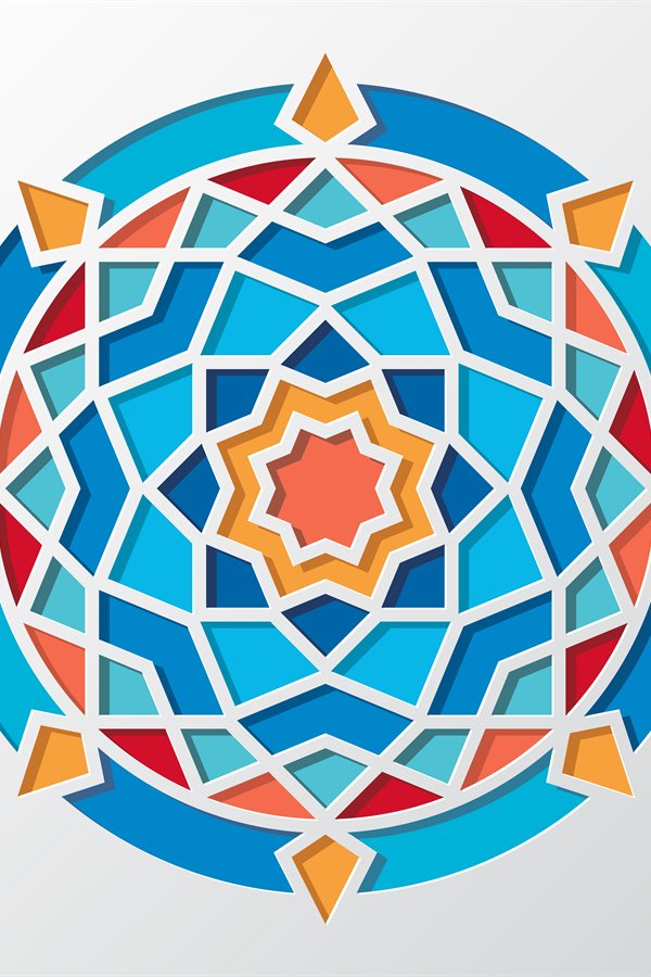 Contemporary arabic geometric round vector pattern for wallp