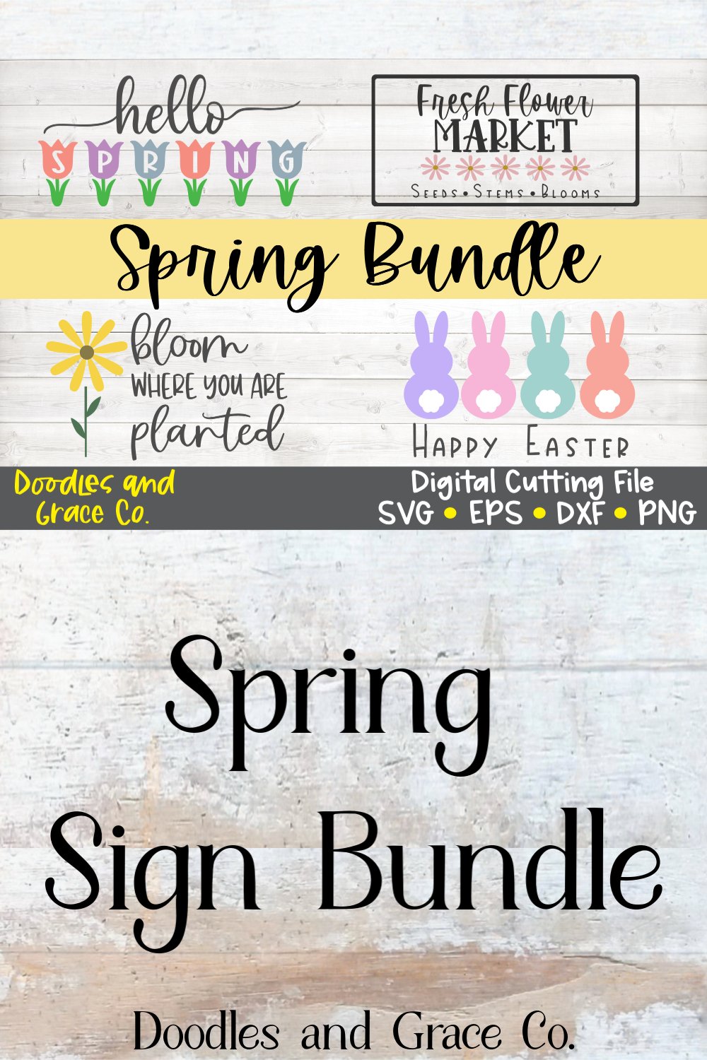 Spring Sign Bundle - SVG - EPS - DXF - PNG