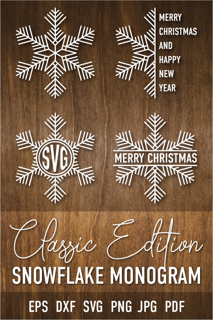 Snowflake Split Monogram | SVG cut file | EPS DXF (1096763)