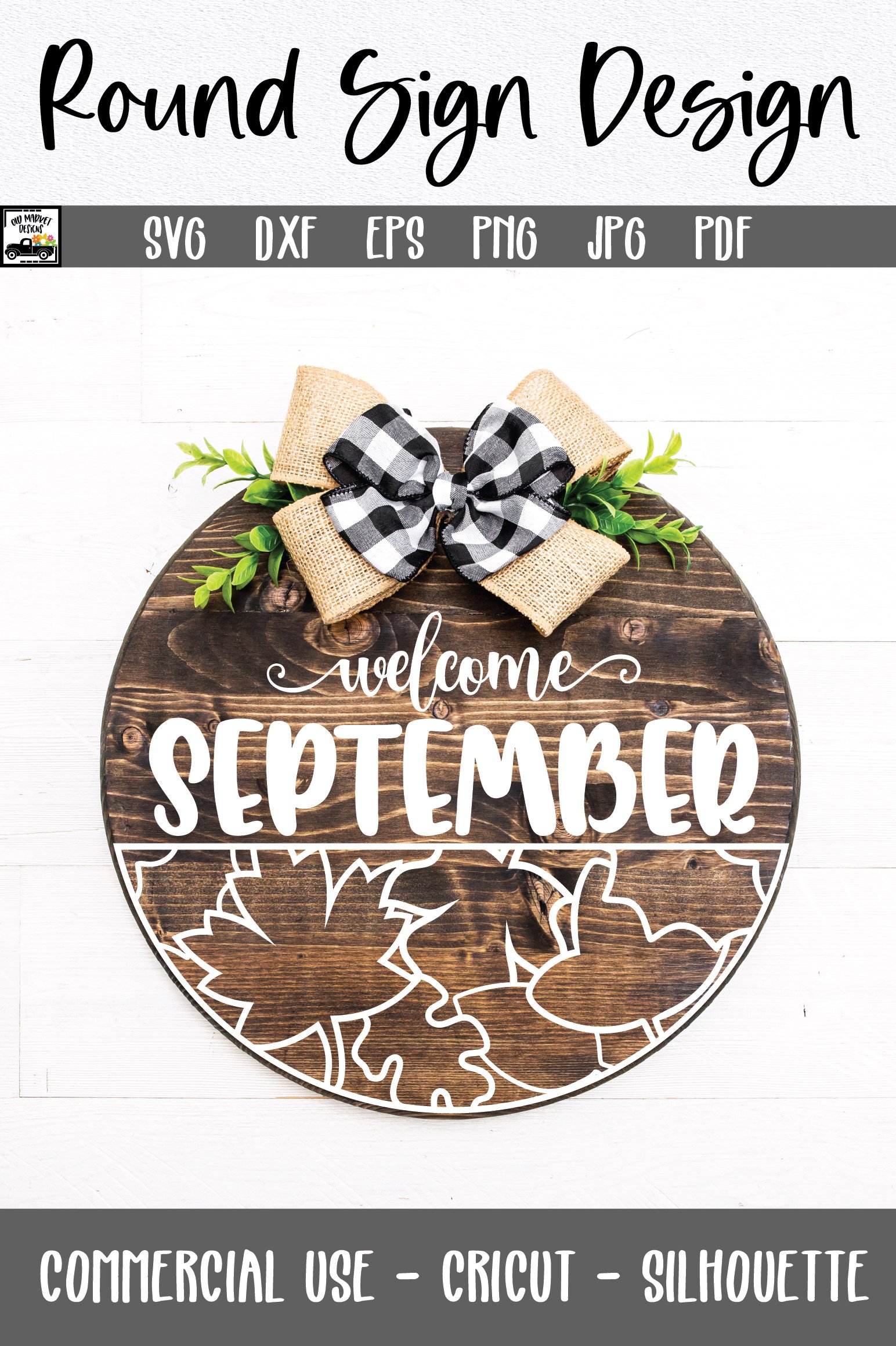 Welcome September SVG File | Round Door Sign SVG File