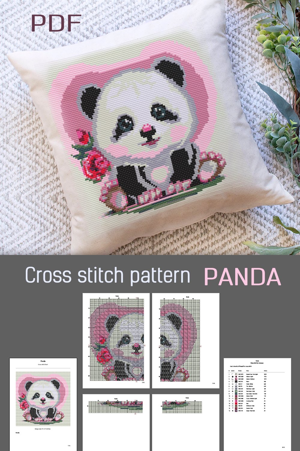 The scheme for cross stitch Panda.