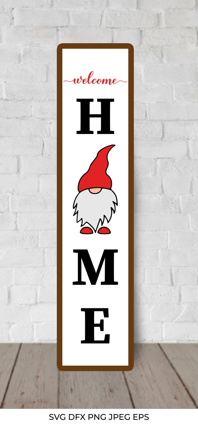 Gnome Porch Sign SVG. Welcome home. Christmas Front Sign