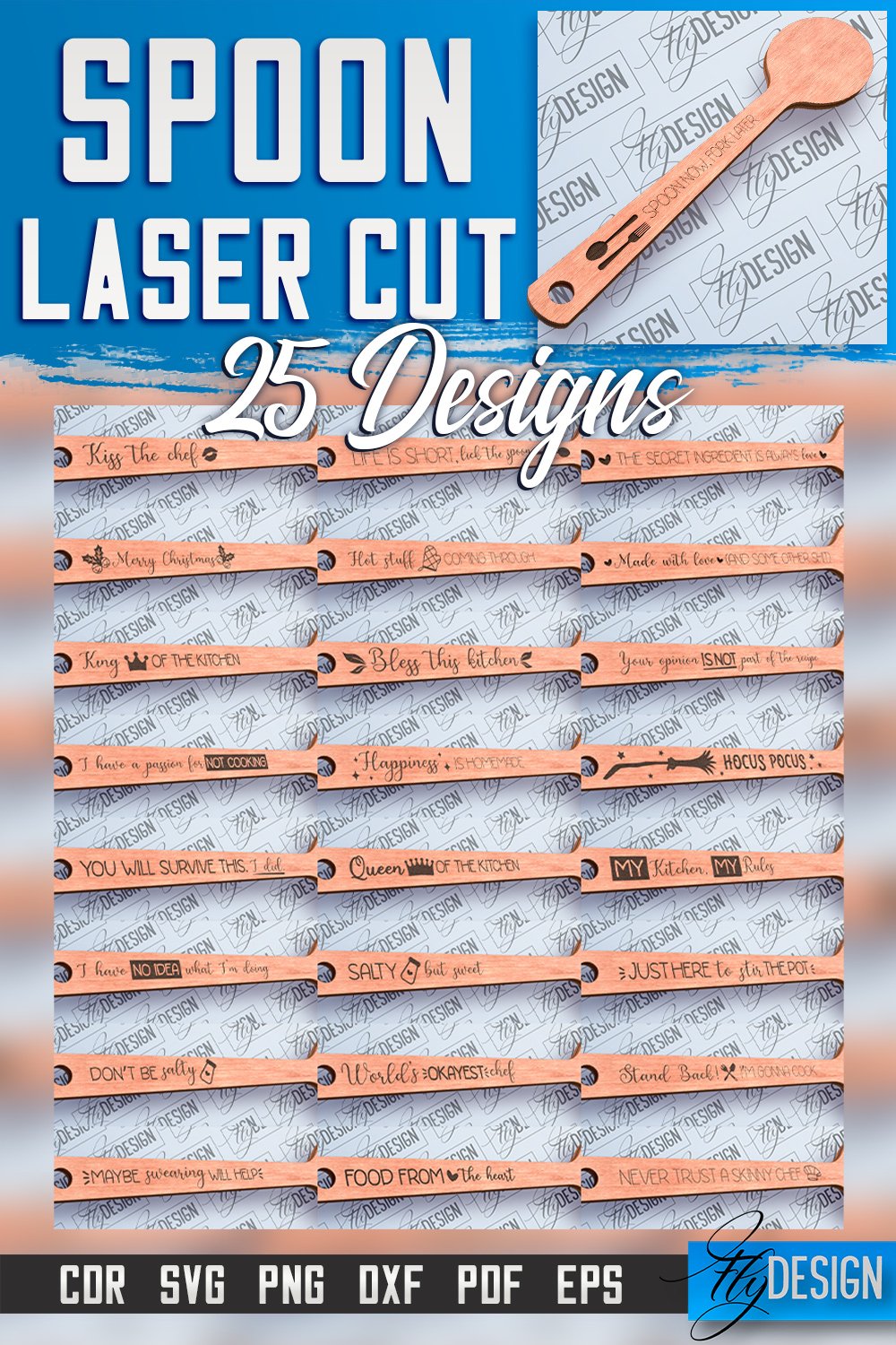 Spoon Laser Cut SVG Bundle|Spoon Engraving|Kitchen Quotes v1