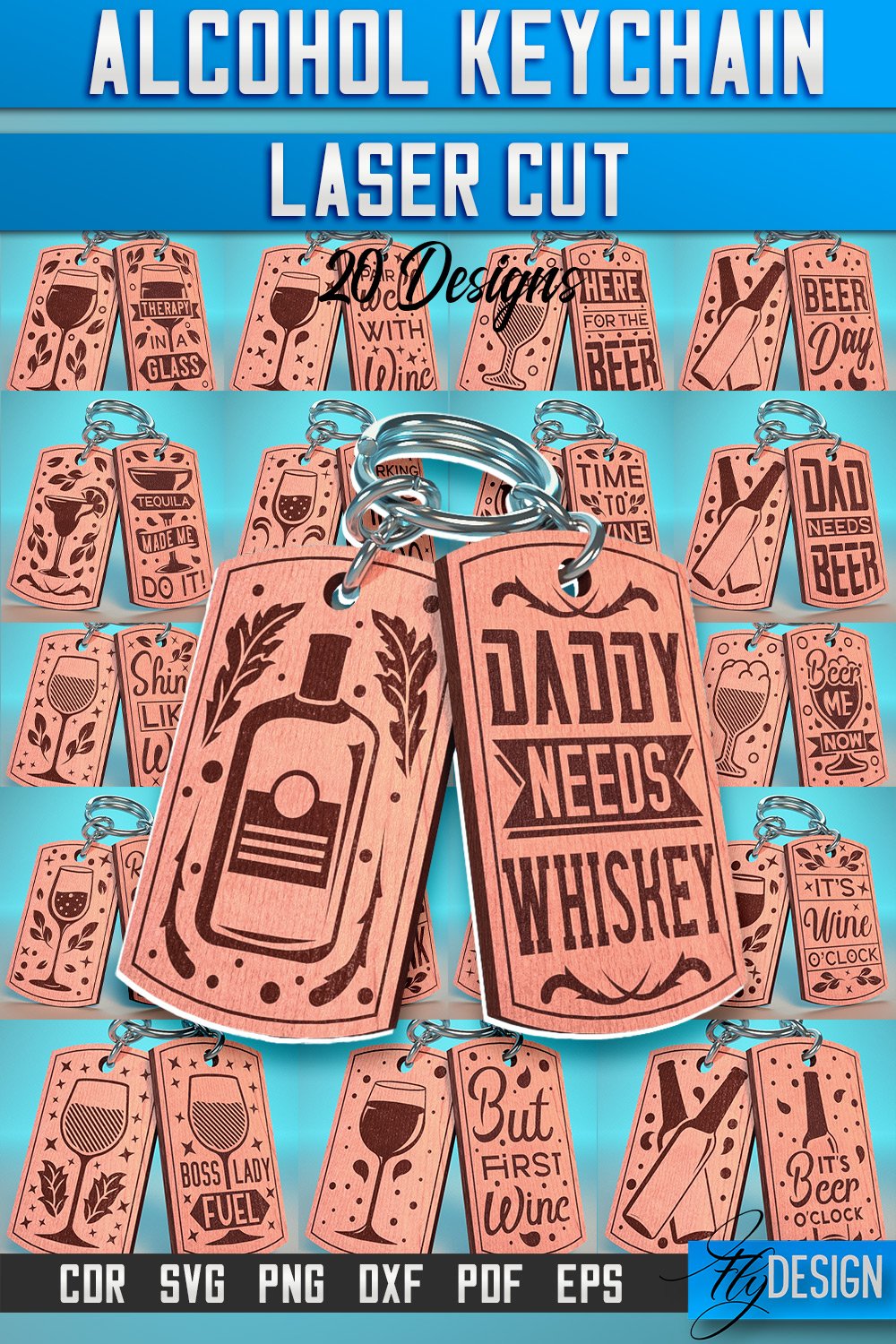 Alcohol Keychain Laser Design | Alcohol Quotes SVG| Keyring