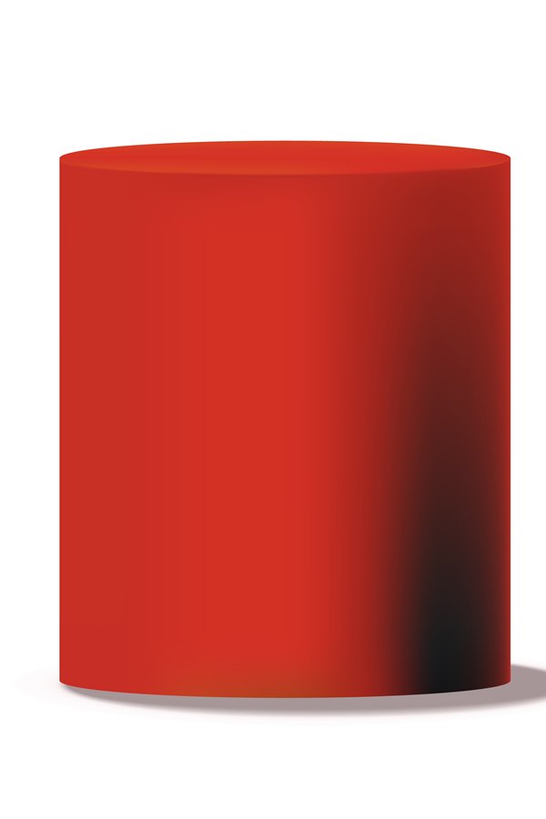 Red cylinder. Circular box solid pillar or stand, empty can