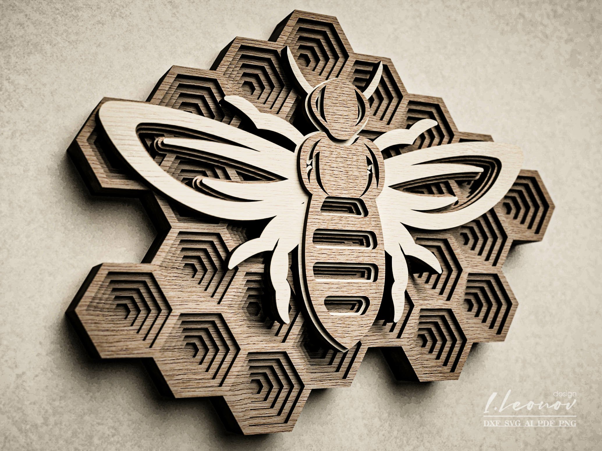 Digital file, Mandala DXF file, DXF honey comb bee (1340654)