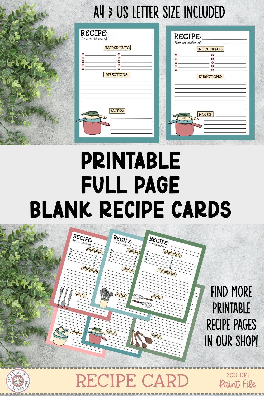 Recipe Card - Recipe Page - Printable Recipe Card Template