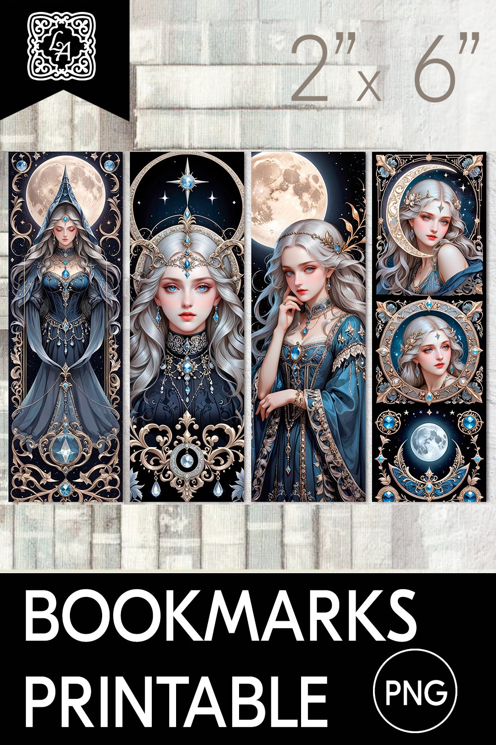 Moon Printable Bookmark 4 PNG