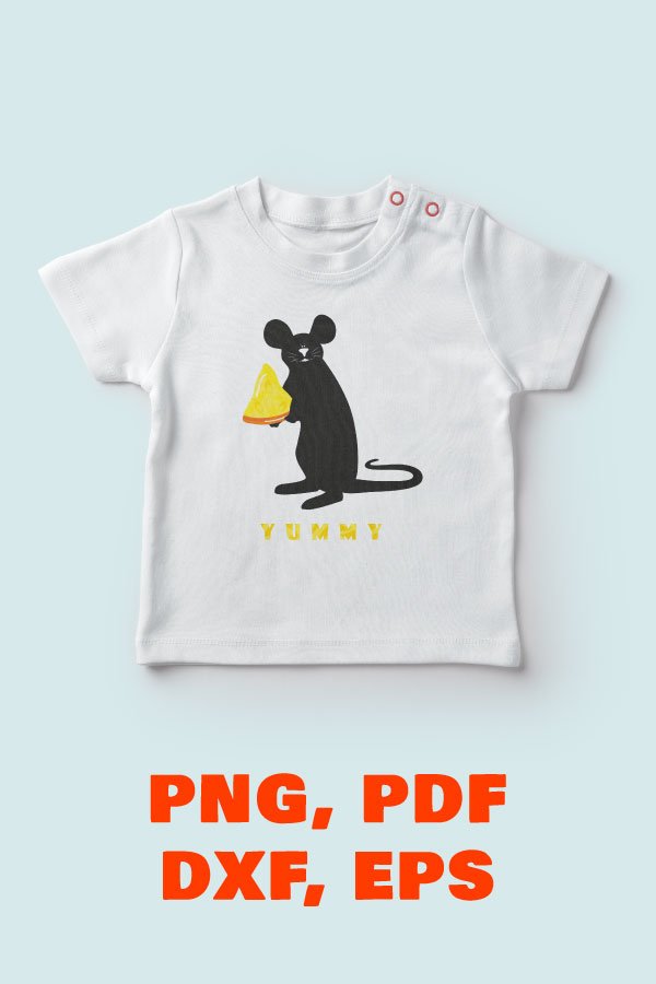 T-shirt, poster design. Silhouette of mouse, (797401)