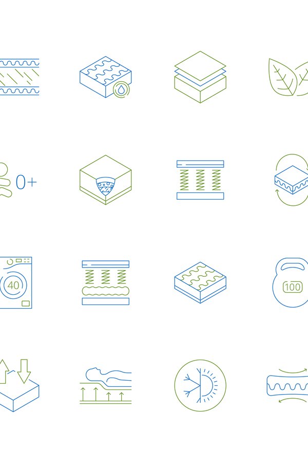 Mattress icons. Anatomical orthopedic healthcare comfortable