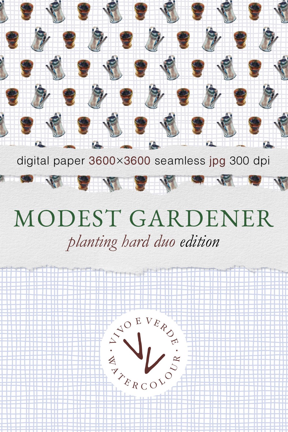 2 gardening watercolour seamless patterns