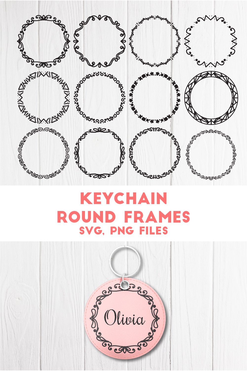 Keychain SVG, Round Frames, Cut files