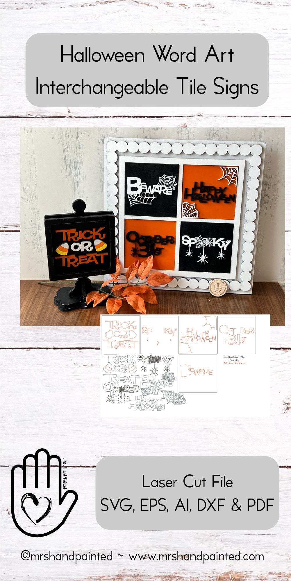 Halloween Word Art Interchangeable Ladder Sign Tile