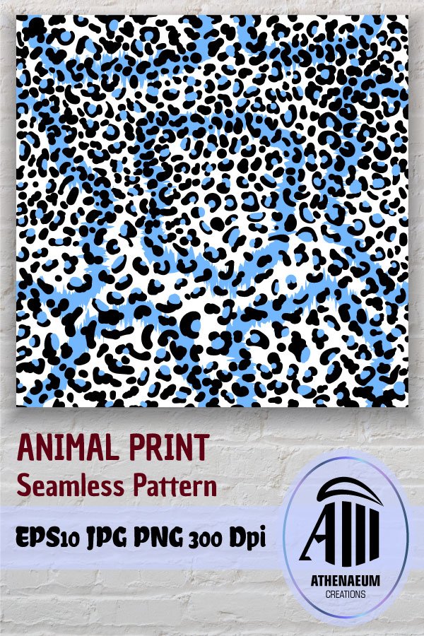 Leopard blue seamless pattern. Cheetah animal print.
