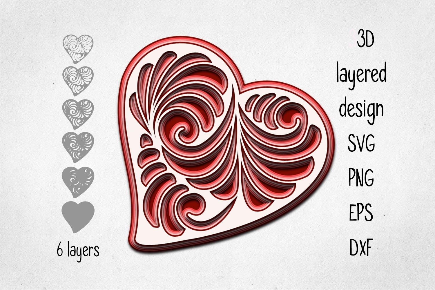 3D layered Heart Cut file (1138429)