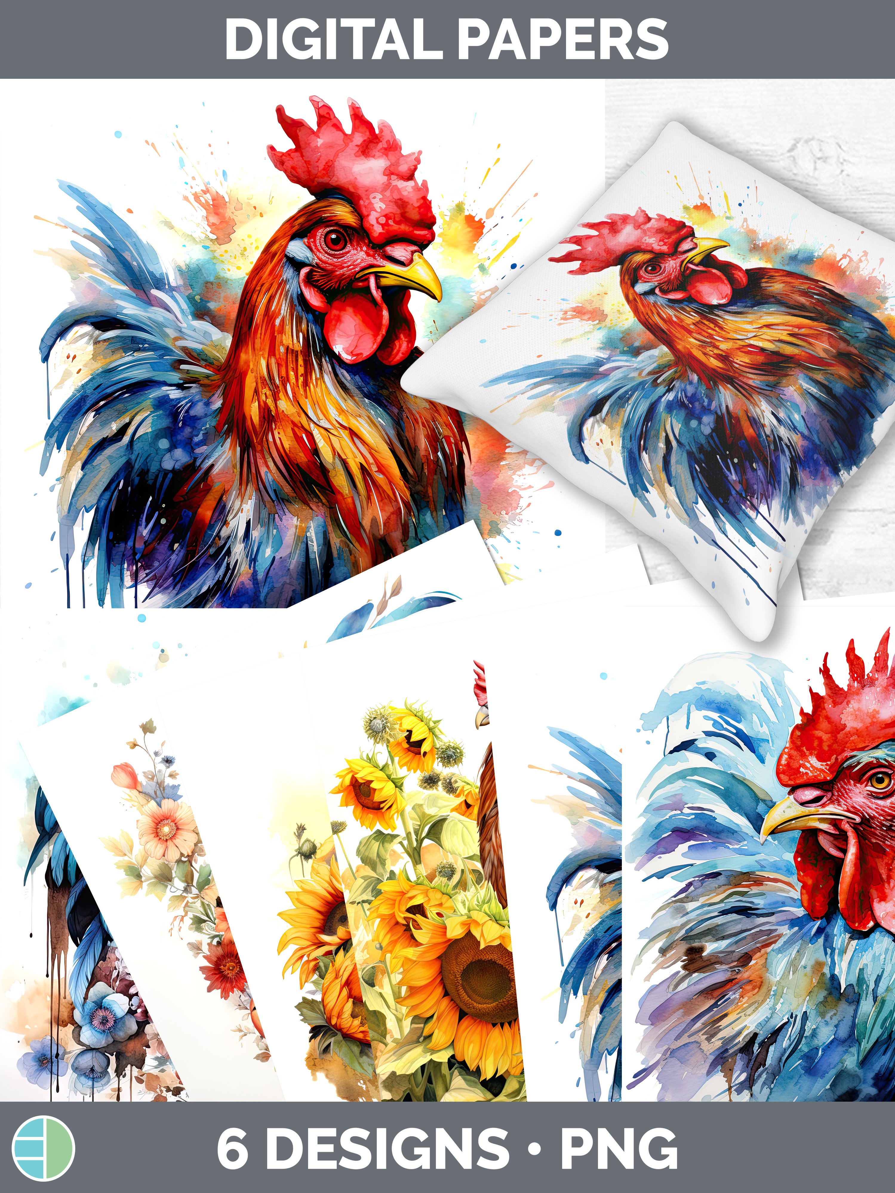 Pretty Chicken Paper Backgrounds | Bundle Digital Scrapbook