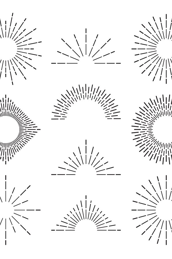 Retro sunburst rays. Radiant sunset or sunrise burst light l