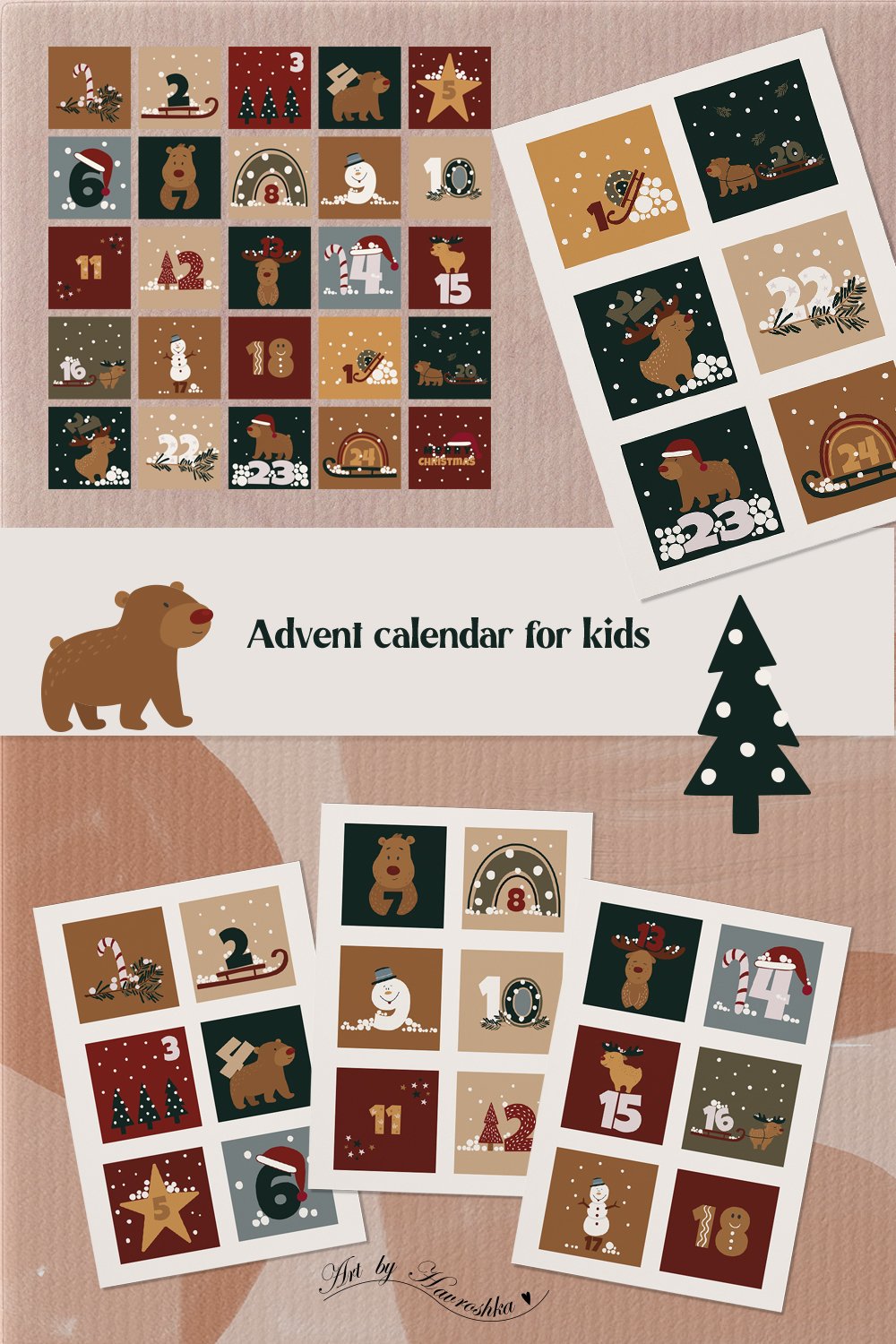 Advent calendar for kids printable Digital nursery calendar