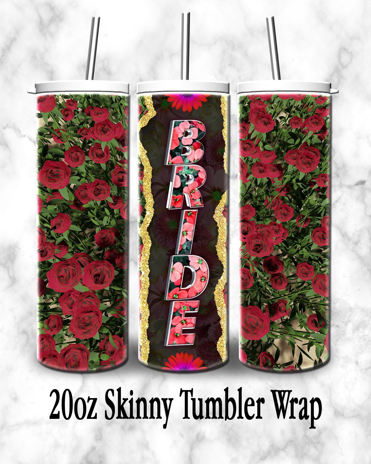 Floral Tumbler, bride tumbler, tumbler template