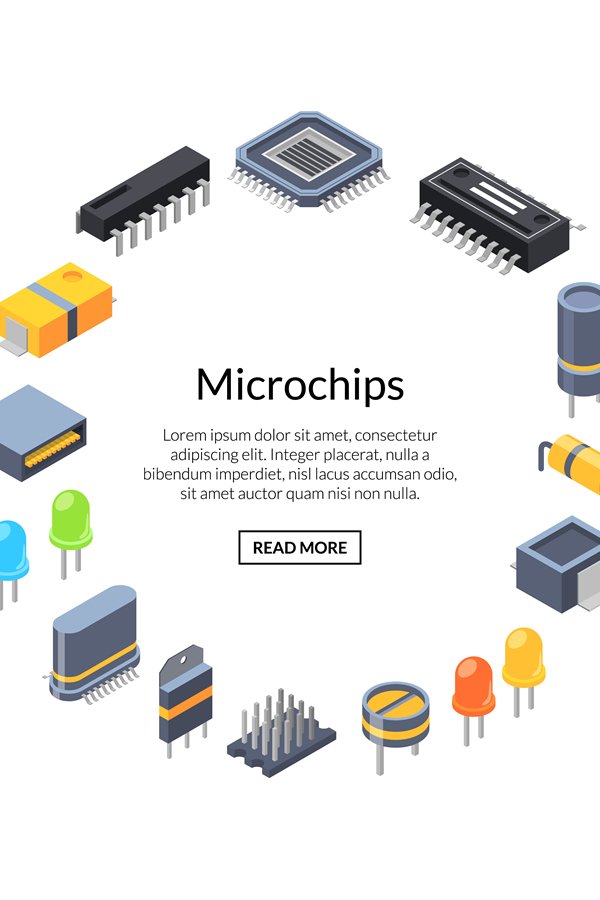 Vector isometric microchips and electronic parts (873313)